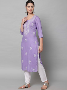 ANGITA Women Chikan Embroidery A-line Kurta - Buy ANGITA Women Chikan ...