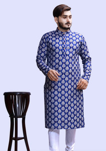 Tibra Collection Men Floral Print Flared Kurta - Buy Tibra Collection ...
