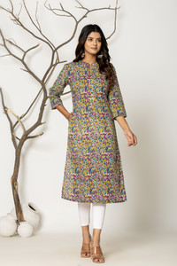 Jaipuri Bunaai Women Printed, Kalamkari, Geometric Print, Self Design ...