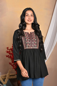 CHECHI Women Embroidered Flared Kurta - Buy CHECHI Women Embroidered ...