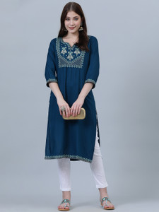 Aaysa Women Embroidered Straight Kurta - Buy Aaysa Women Embroidered ...