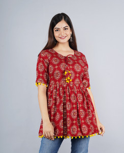 TINKAL EXPORT Casual Printed Women Maroon Top - Buy TINKAL EXPORT ...