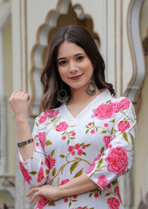KJFAB Women Floral Print Straight Kurta - Buy KJFAB Women Floral Print ...