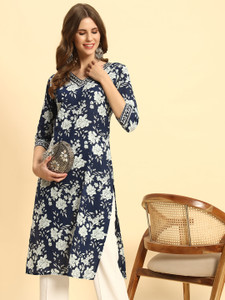 Sa Rasa Women Floral Print Straight Kurta - Buy Sa Rasa Women Floral ...