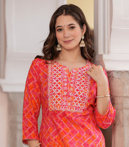 KJFAB Women Printed, Embroidered Straight Kurta - Buy KJFAB Women ...