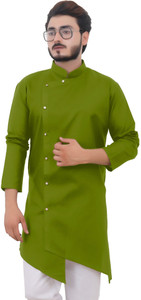 Tibra Collection Men Solid Asymmetric Kurta - Buy Tibra Collection Men ...