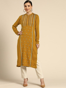 ANOUK Women Woven Design Straight Kurta - Buy ANOUK Women Woven Design ...
