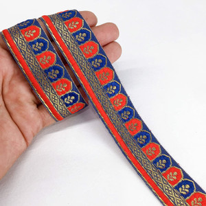 Lami 9 Meter Blue - Red Jacquard Lace Border Ribbon Lace Reel Price in ...