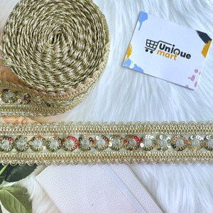 uniquemart Beautiful Light Golden Shiny Zari Border Lace for Fancy ...
