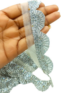 Lace styles pankhi Designer moti working Lace for Saree Border Finetage ...