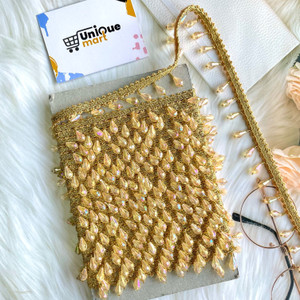 uniquemart Beautiful Golden Cystal Latkan Lace For Dupatta, Lehenga ...