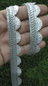 DIARA Silver antic lace with beautiful design. (Pack of 9meter , Width ...