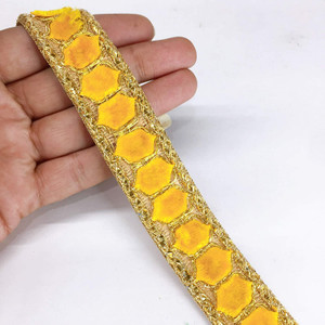 Lami 9 Meter Yellow velvet patch Ribbon Lace border Lace Reel Price in ...