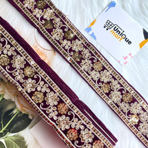 uniquemart Beautiful Wine Golden Velvet Lace Border For All Type Fancy ...