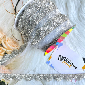 uniquemart Silver Stone Work Lace, Silver Colour Lace, Silver Lace ...