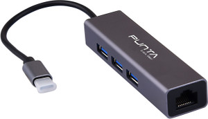 Punta P-CLH20 USB 2.0 Ethernet Network With 3 Port USB Hub Wired USB ...