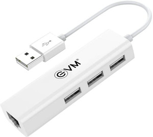 EVM USB TO LAN 10/100 MBPS + USB 2.0 HUB 3 PORT Wired USB Lan Adapter ...