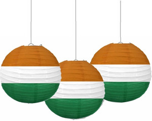 PopTheParty Tricolour paper hanging lamp Rice Paper Ball shades ...
