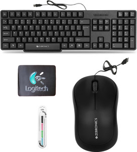 ZEBRONICS K20 Keyboard, Comfort Mouse, MousePad, Cable Protector .(Set ...