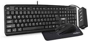 Frontech Wired Keyboard and Mouse Combo with USB Hub & Mouse Pad, 104 ...