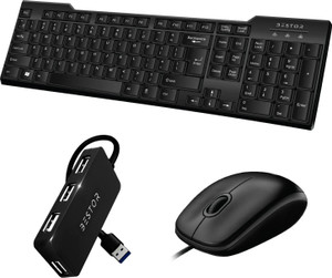 Bestor Set of 3 Combo,USB Wired Keyboard, Wire Mouse, 4 port USB,Plug ...