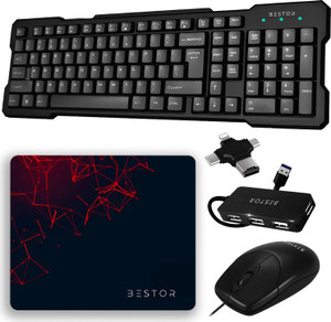 Bestor Set of 5 Combo,USB Wired Keyboard,Wire Mouse,Mouse Pad, Card ...