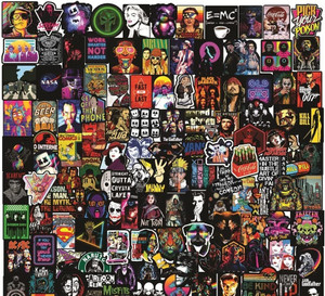 PIXELARTZ Assorted Funky Colorful Black Theme Styling Doodle DIY Vinyl ...