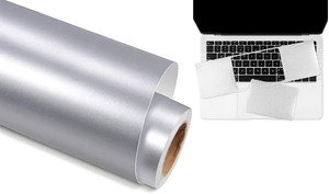 SUPERFAB Laptop Universal Silver Wrap Skin Sticker Sheet Size 15 inch X ...