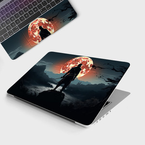 Yuckquee RED MOON ,SILHOUETTE MAN Top+Wrist Pad Vinyl Laptop Skin 13.3 ...