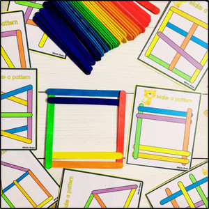 Metafy Kids Popsicle Sticks Pattern Activity, Pre Homeschool Resource ...
