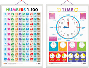 Set of 2 Numbers 1-100 and TIME Early Learning Educational Charts for ...