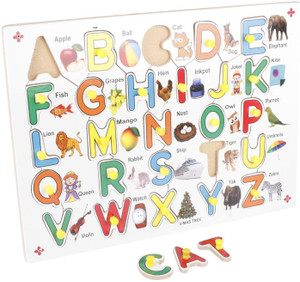 teezy ABCD English Alphabets Wooden Puzzle Board for Kids with Knobs ...