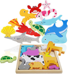 Curated Cart Wooden Magnetic Fishing Sea Animals Cartoon Shape Game ...