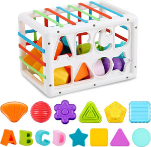 SNDIA Colorful Cube & Alphabets, Shape with Elastic Bands Preschool ...