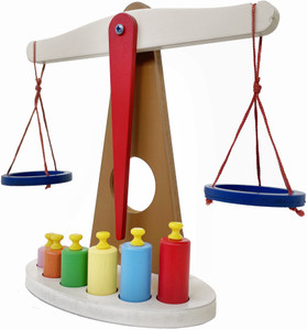 Kafron Wooden Weighing Balance Beam | 6 Colourful Weights (Multicolor ...