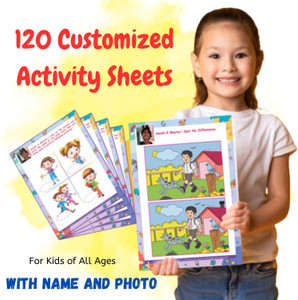 smartbooks Customized 120 Pages Kids Activity Sheets: Personalized with ...