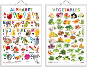 Set of 2 Alphabet and Vegetables Early Learning Educational Charts for ...