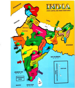 ReneReit Wooden Activity Educational Map of INDIA Shape Sorting & Color ...