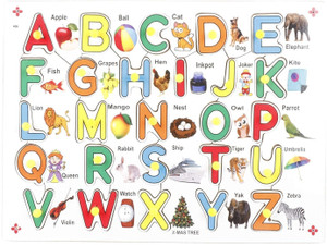 teezy ABCD English Alphabets Wooden Puzzle Board for Kids with Knobs ...