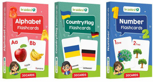 BRAINBIRD Alphabet, Numbers and Country Flags Flashcards for kids ...