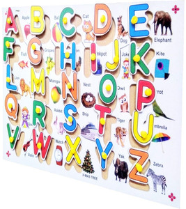 teezy ABCD English Alphabets Wooden Puzzle Board for Kids with Knobs ...