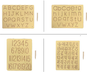 REWASHREE CRAFT WORLD Educational Wooden Slate ABC, Hindi Ka-Kha & 1-20 ...