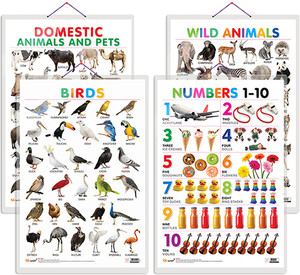 GO WOO Pack of 4 Domestic Animals and Pets, Wild Animals, Birds and ...