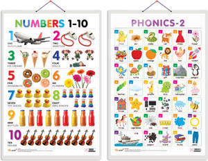GO WOO Pack of 2 Numbers 1-10 and PHONICS - 2 Educational charts Price ...