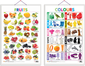 Set of 2 Fruits and Colours Early Learning Educational Charts for Kids ...