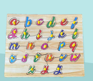 SHALAFI Early 3D Wooden Cursive Small Alphabets Puzzles Board Tray for ...
