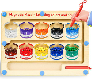 Toybot Magnetic Color & Number Maze Wooden Board Montessori Toy ...