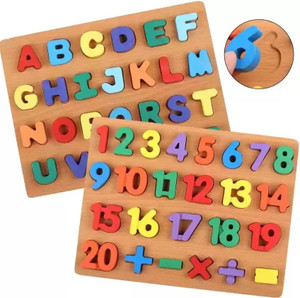 CrazyBuy Wooden Alphabet (Capital Letters ABCD +1234 Numbers Puzzles ...