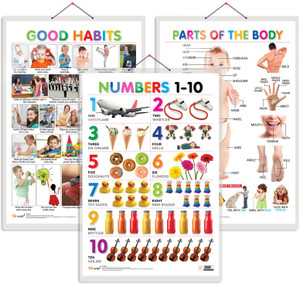 Set of 3 Parts of the Body, Good Habits and Numbers 1-10 Early Learning ...