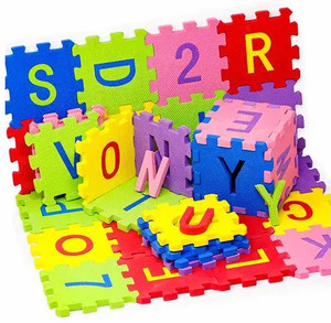 Plus Shine 36 Pieces Mini Puzzle Foam Mat for Kids,Learning Alphabet ...